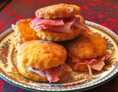 Our Signature Sweet Potato & Country Ham Biscuits